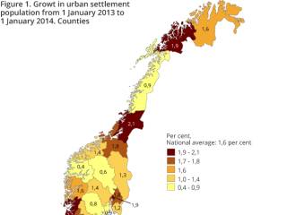 Population and land area in urban settlements - SSB